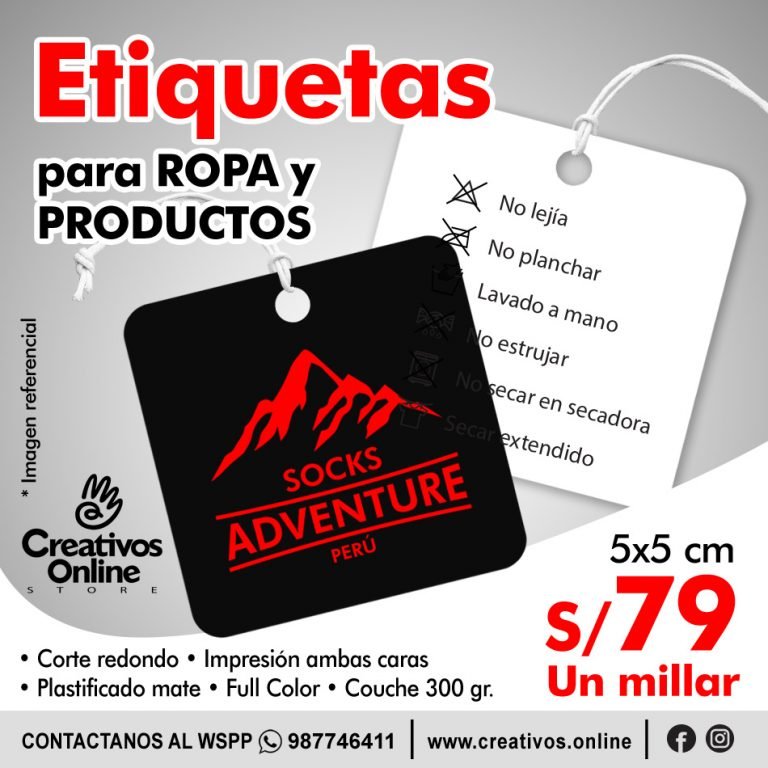 Hang Tags Etiquetas para Ropa y Productos Full Color - CREATIVOS ONLINE